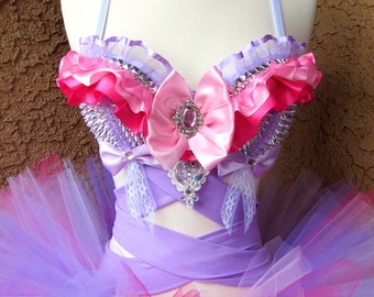 Silver White Winter Wonderland Rave Bra Ice Princess by VinylDolls