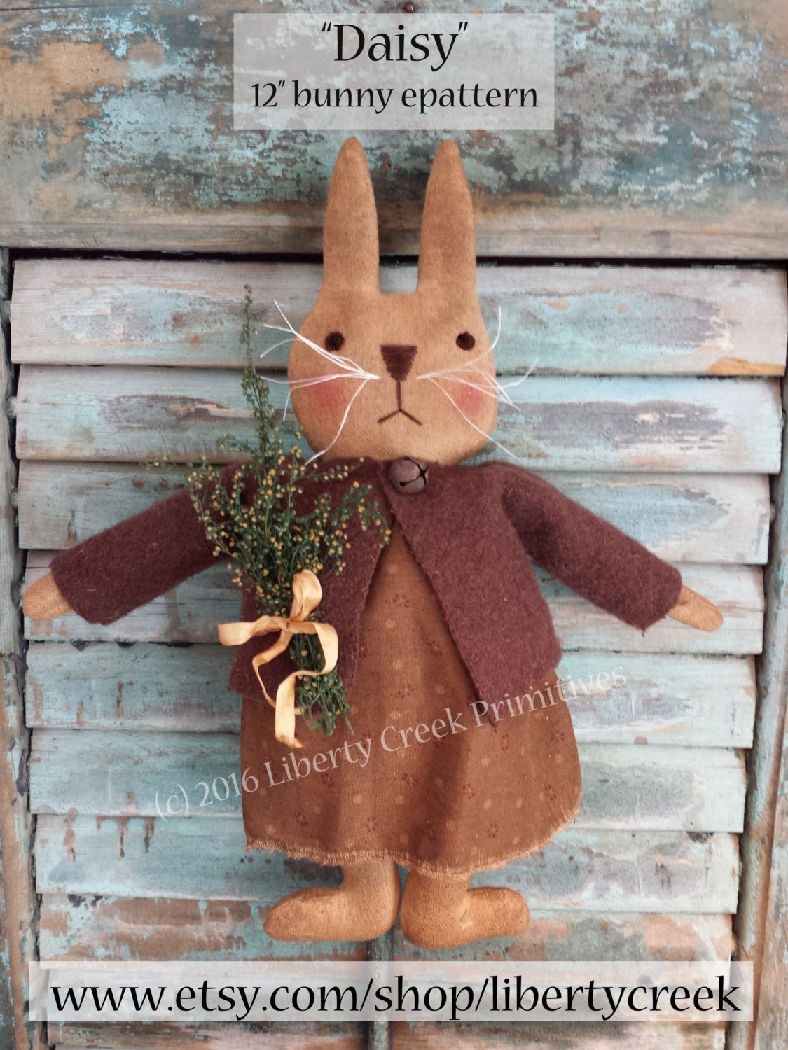 Primitive Easter Bunny Rabbit Doll Pattern Daisy