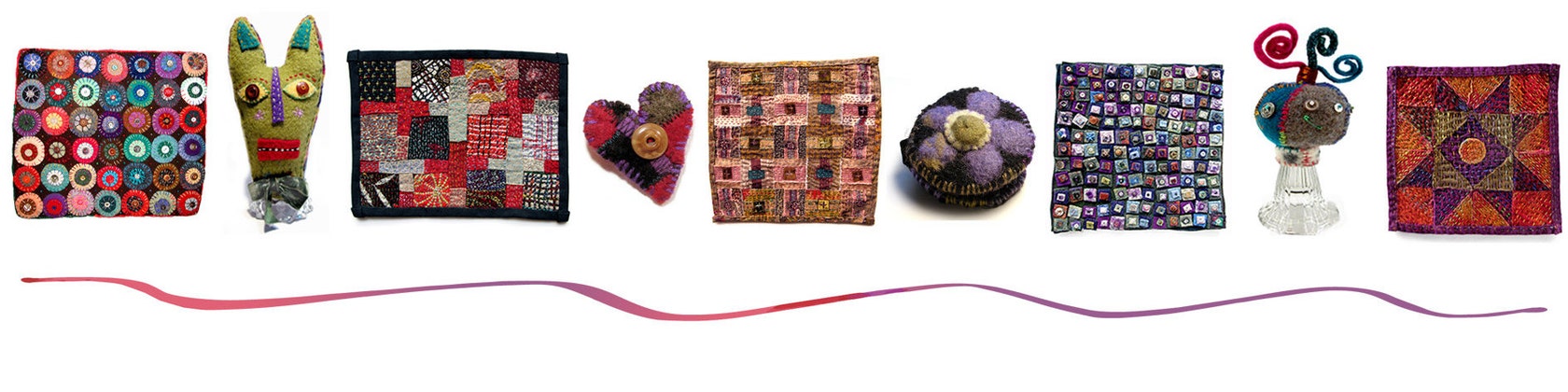 REPURPOSED TEXTILES FOUND OBJECTS LOTS OF STITCHES by MORNA