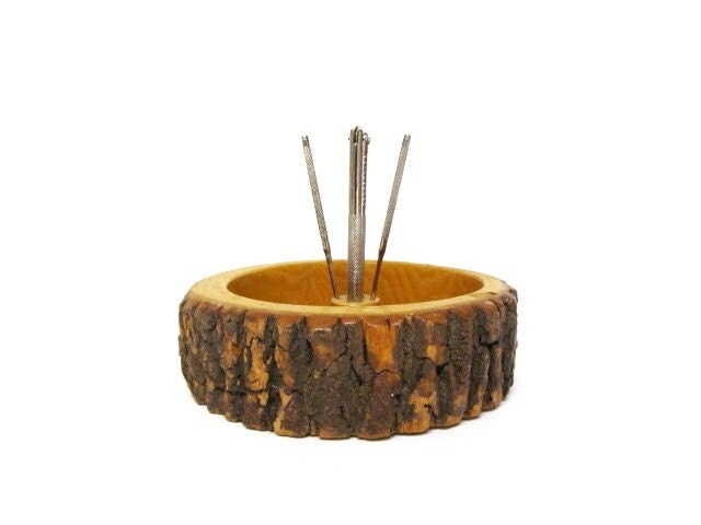 Vintage Log Nut Bowl with Nutcracker and Picks, Holiday Nut Bowl, Cabin ...