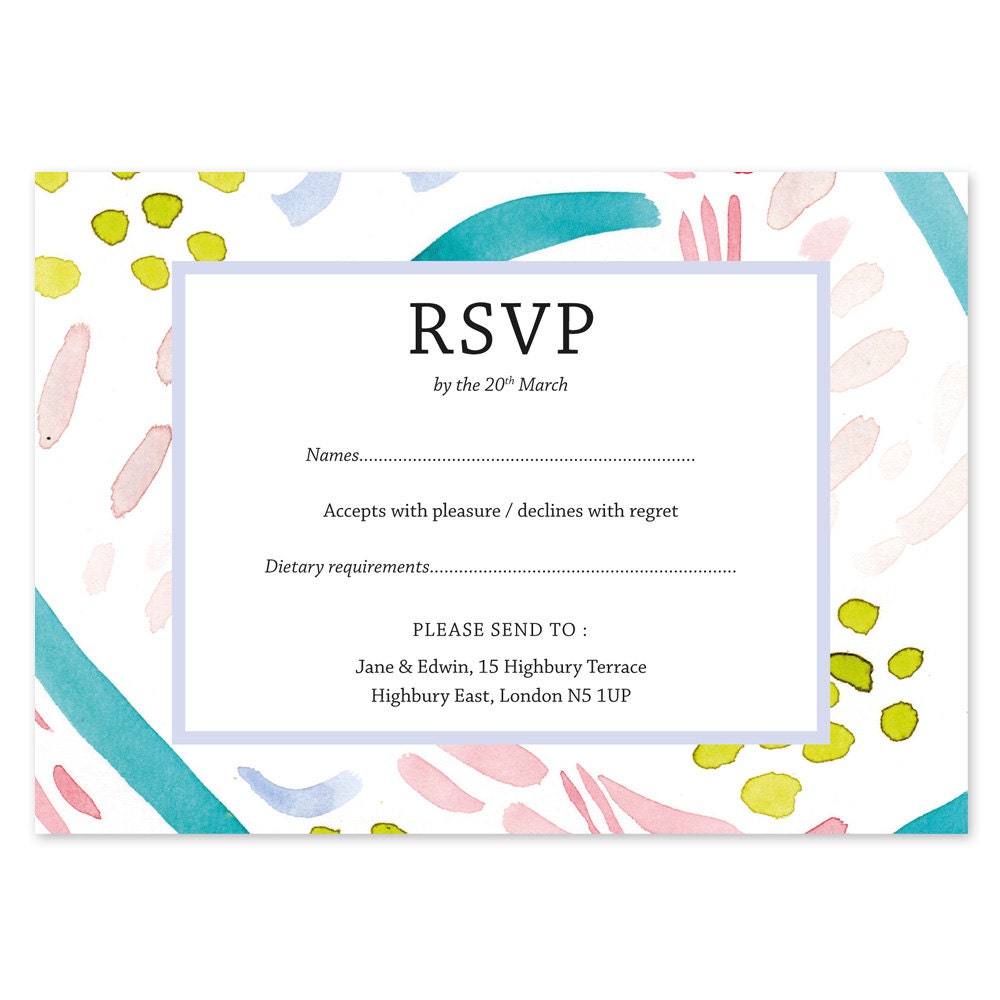 x 30 hand painted Brooklyn wedding reply slip RSVP