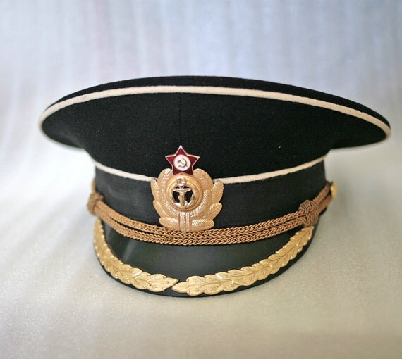 Russian Naval Navy Officer Parade Uniform Cap Hat Black