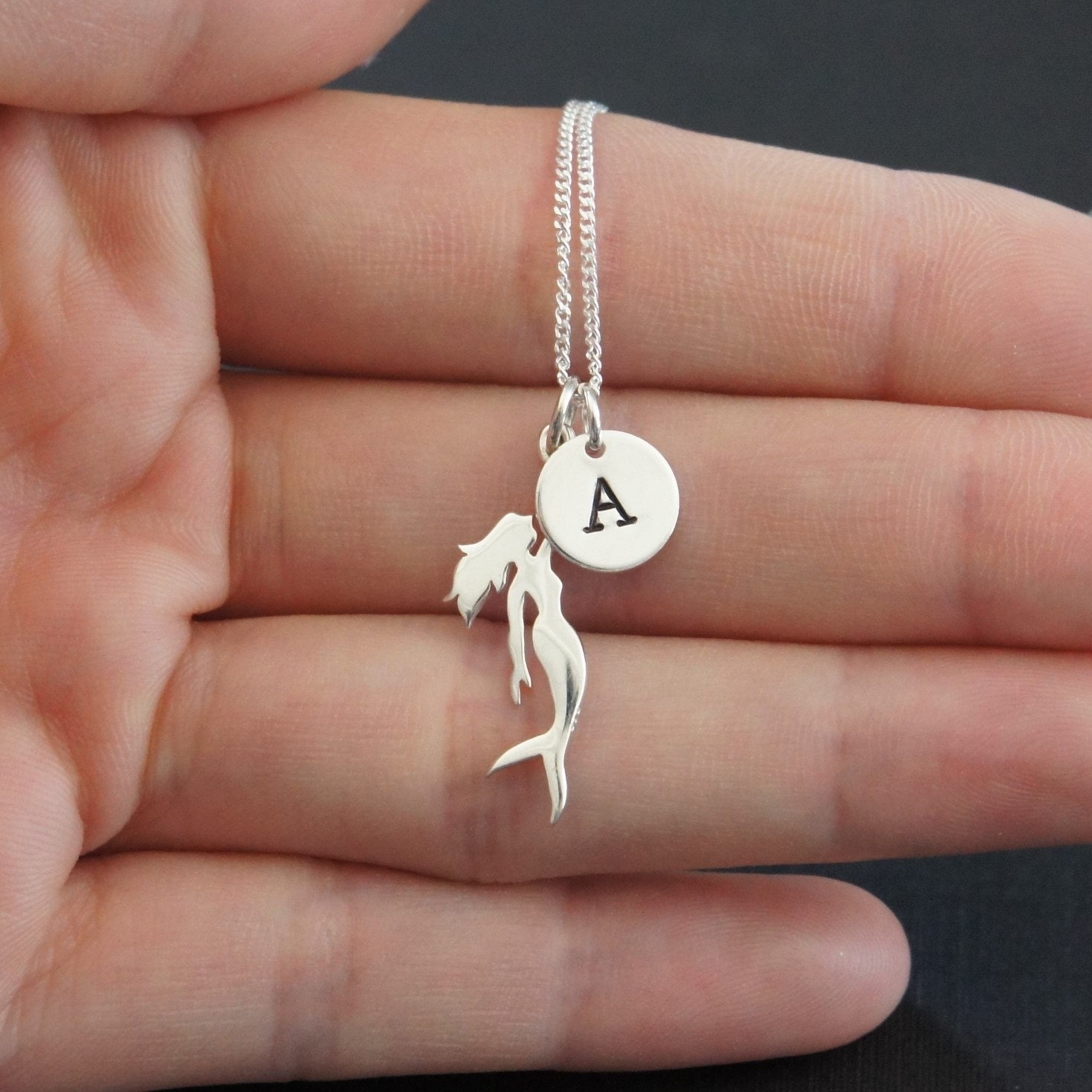 Sterling Silver Mermaid Necklace Personalized Necklace