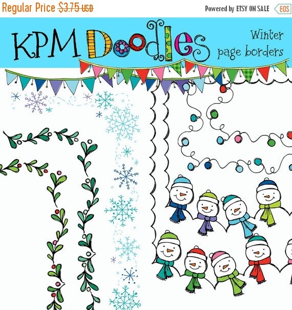 25% OFF KPM WInter Borders Digital Clip Art by kpmdoodles on Etsy