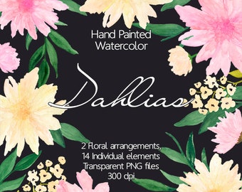 Watercolor flower wreath Digital floral frame Hand painted