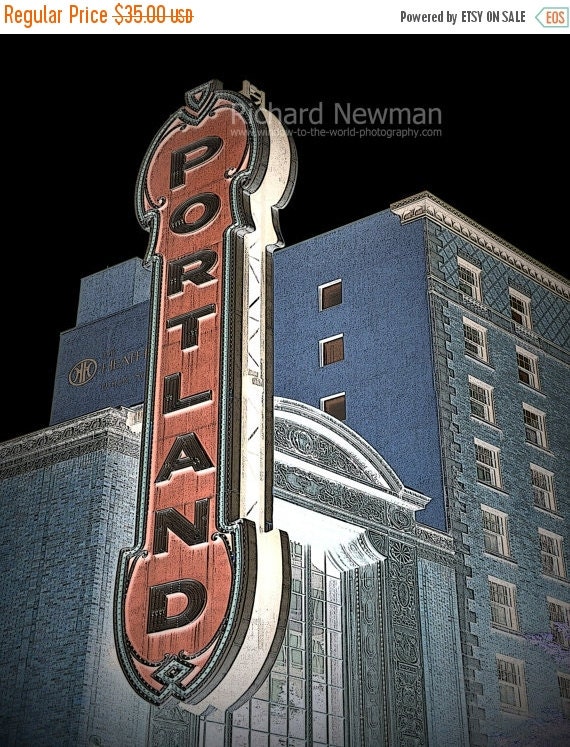 Portland Oregon Old Movie Marquee historical sign wall by newman48