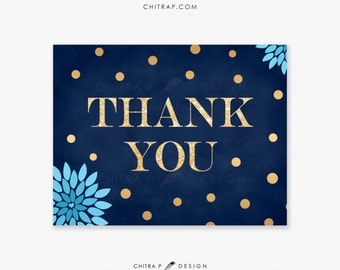 Unique blue thank you card related items | Etsy