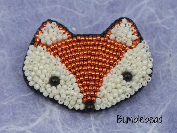 Little Fox Brooch Tutorial A Bead Embroidery by BumblebeadCrafts