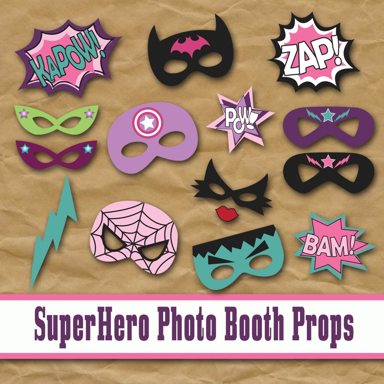 SuperHero Girls Photo Booth Props and Decorations Printable