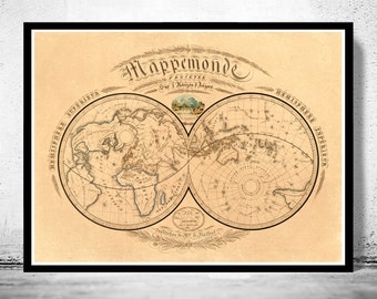 Old World Map Atlas Vintage World Map 1851 by OldCityPrints