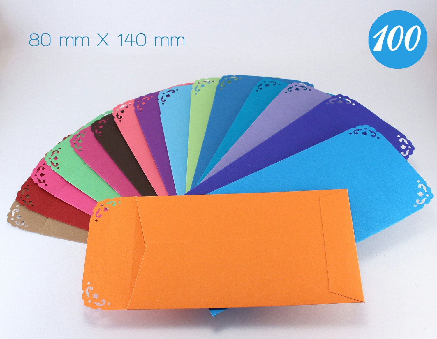100 Small Coin Envelopes Size 80mm X 140mm Wedding Favor