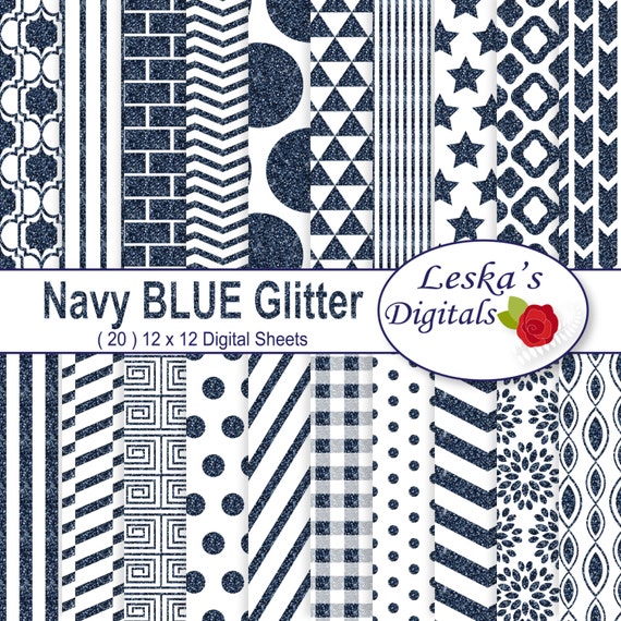 Navy blue glitter digital paper pack glitter scrapbook paper