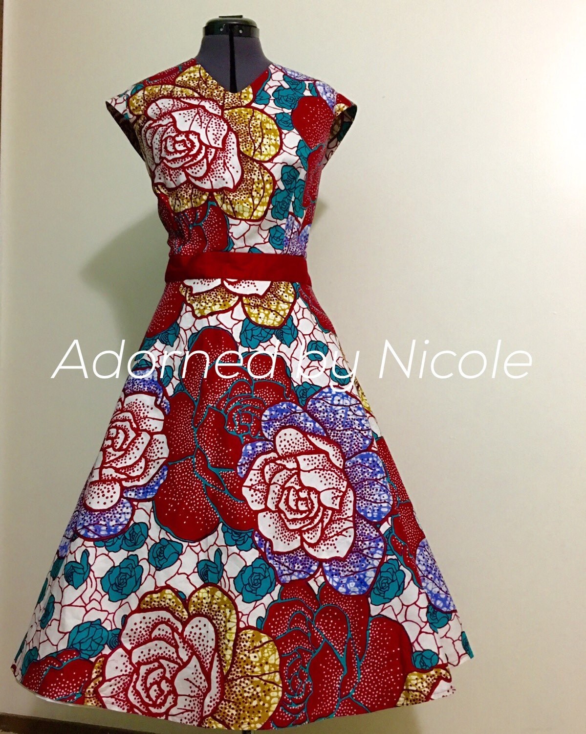 Floral African Print Cotton Dress By Adornedbynicole On Etsy