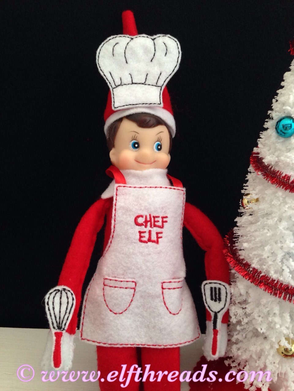Chef Elf red includes chef hat apron & two cooking by Strocketeer