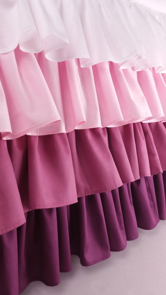 Crib skirt pink ruffle girl baby bedding baby girl girl