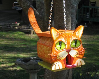 Cat birdhouse by DaisyMaeGallery on Etsy