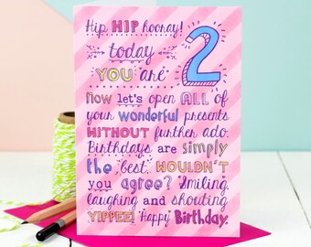 2nd birthday card | Etsy