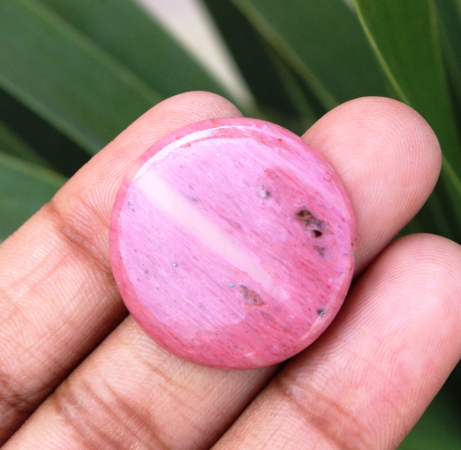21x21 mm Rare Natural Pink Jasper Gemstone Smooth Round