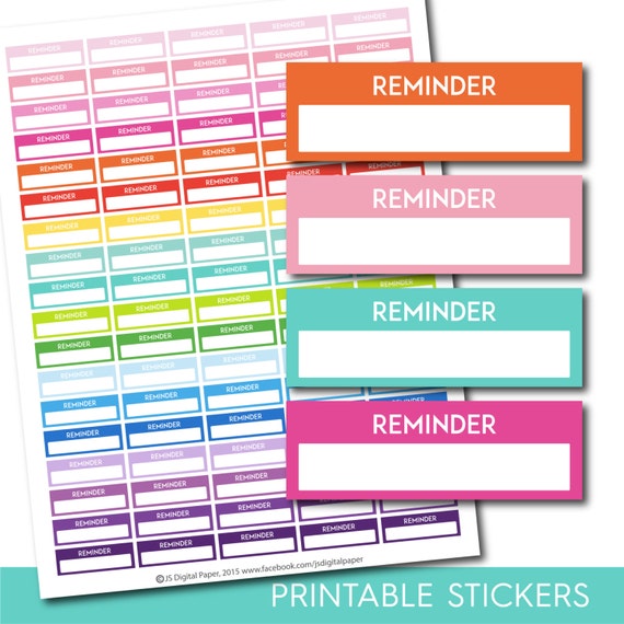 Reminder stickers Reminder planner stickers Printable