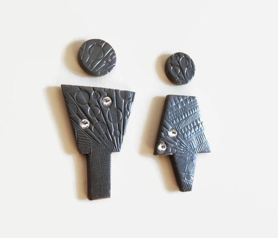 Unique Bathroom SIgn Male Female Restroom by HooksWithAttitude