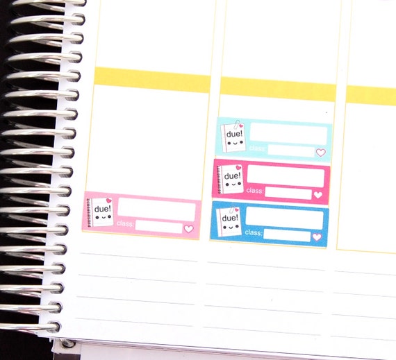Happy School Assignment Due Reminder Label Cute Kawaii