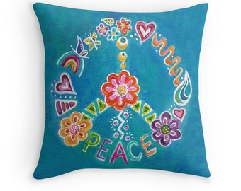 Peace sign pillow | Etsy