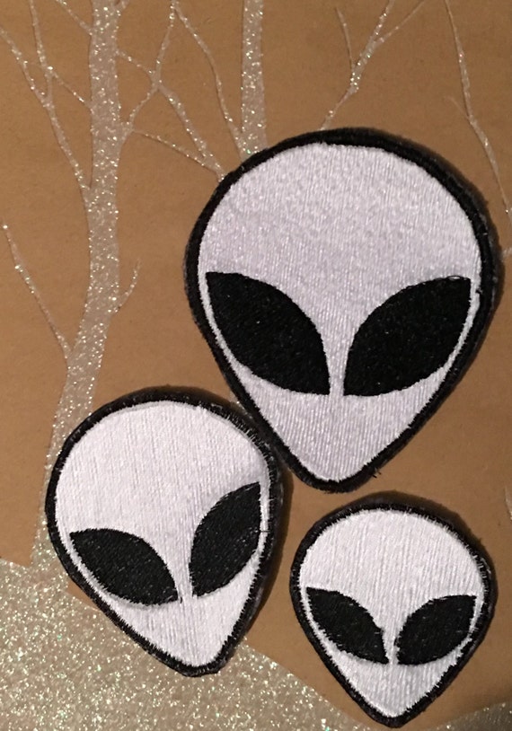 White Alien Patch Embroidered Alien Iron on or Sew on