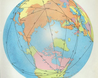 1873 Antique WORLD Map of the World 1800s by VintageInclination