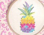 Pineapple embroidery | Etsy