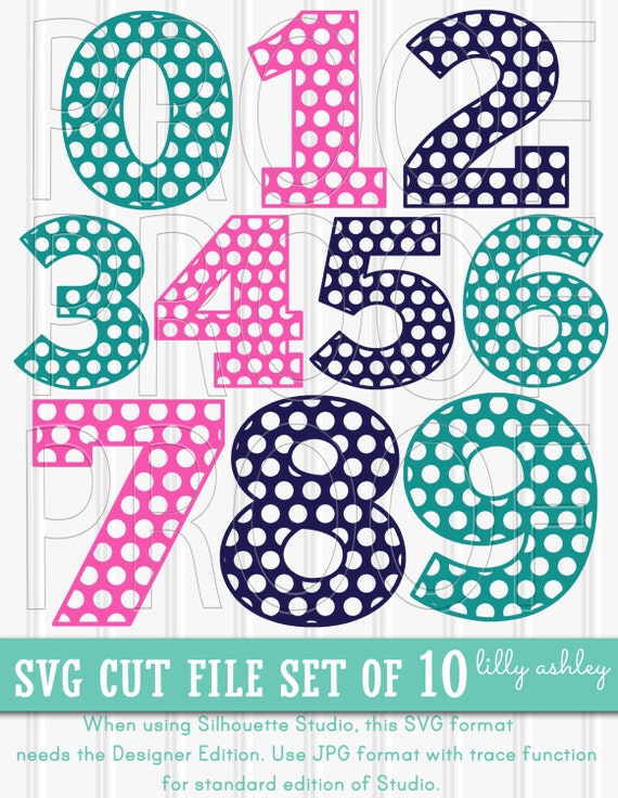SVG Number Set of 10 Polkadot NumbersIncludes 0-9 SVG PNG