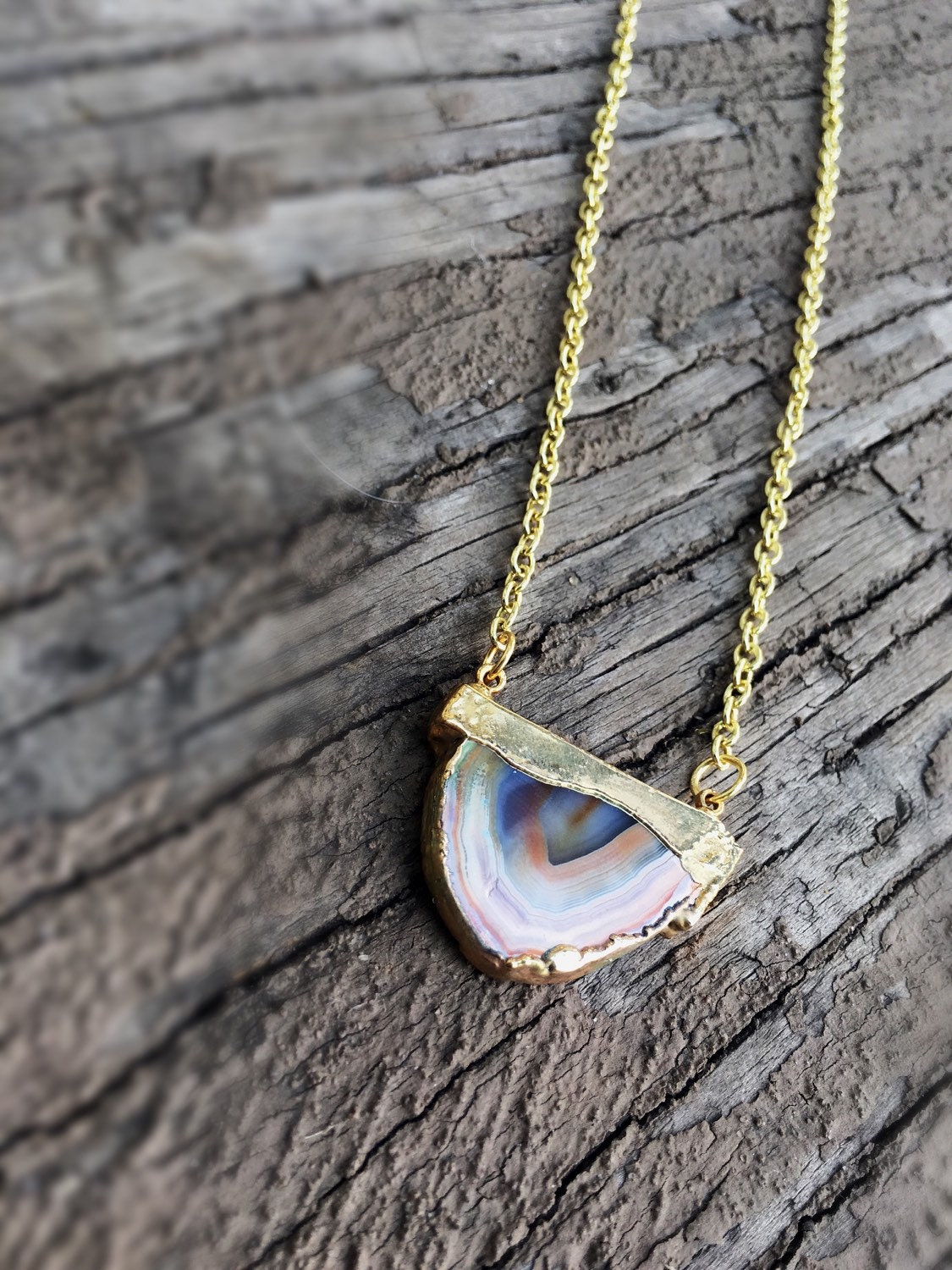 Agate slice necklace Agate Necklace Statement Necklace