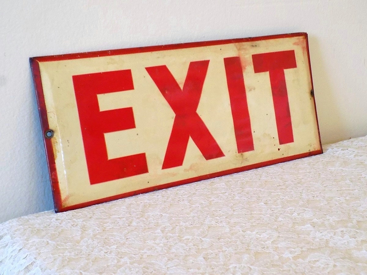 Vintage Metal EXIT Sign Antique Industrial Salvage