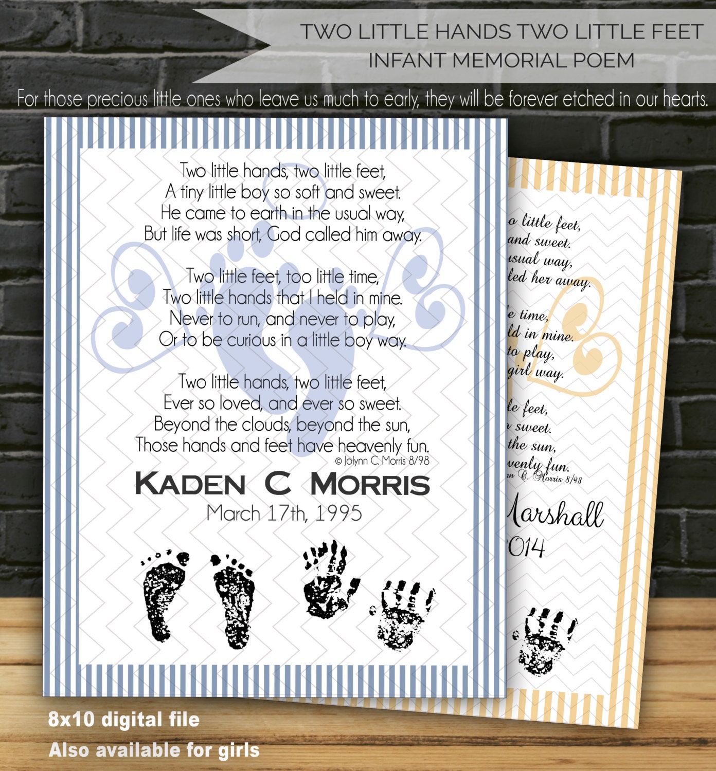 Infant Memorial Two Little Hands Two Little Feet Poem