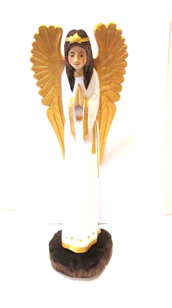 Wooden Angel Wood Carved Angel Angel Statue Angel Figurine Wooden Angel Wood Carved Angel Angel Statue Angel Figurine