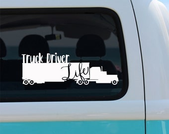 Vinyl Window Decal I Love My Truck Driver