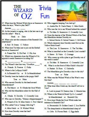 Wizard of Oz Trivia Game