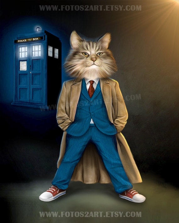 Dr. Who Pet Portrait Print Dr. Who Gift For Pet by FOTOS2ART