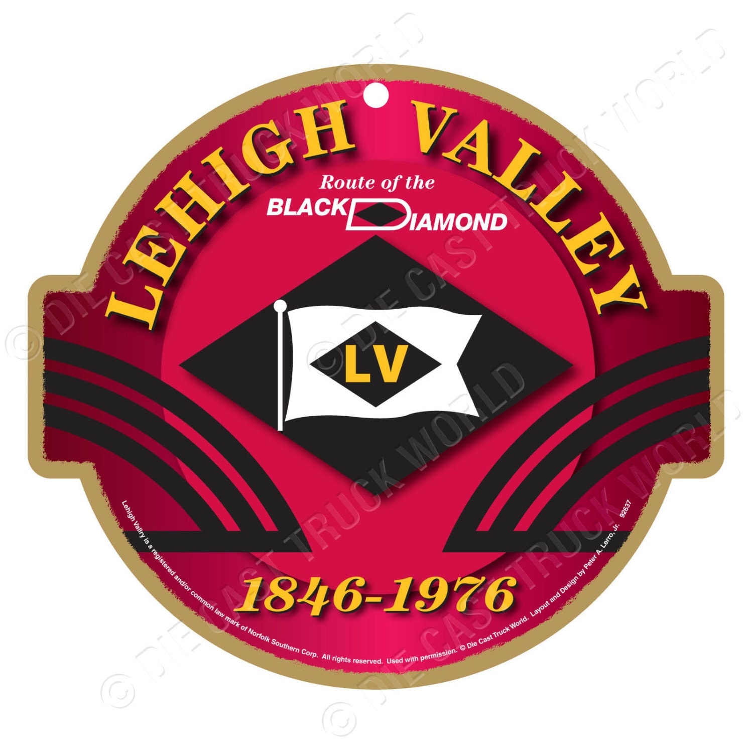 Lehigh Valley Railroad Logo Wood Plaque / Sign