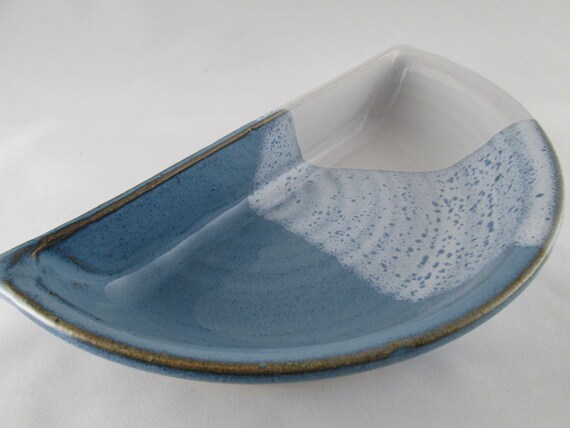HALF PIE PLATE Handmade Stoneware in Blue / by PaschalPottery