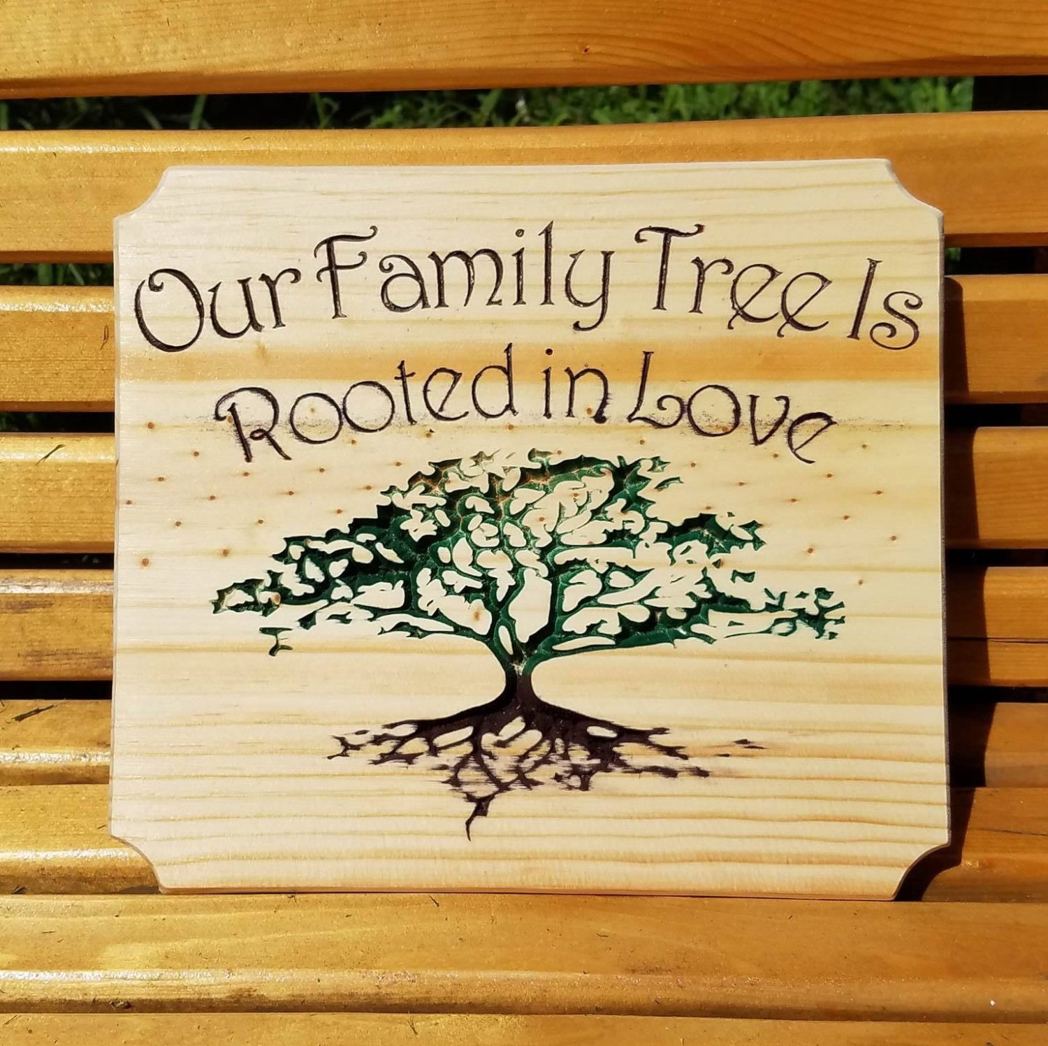 Our Family Tree is Rooted in Love Carved Wooden Sign by DFCrafting