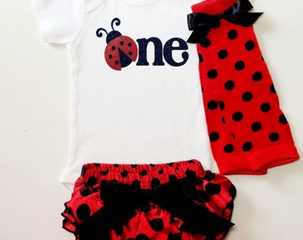 Items similar to Ladybug Birthday Bodysuit First Birthday Ladybug Tutu ...