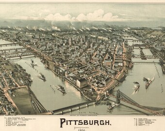 Pittsburgh map | Etsy