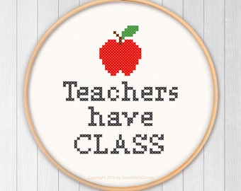 Teacher cross stitch | Etsy