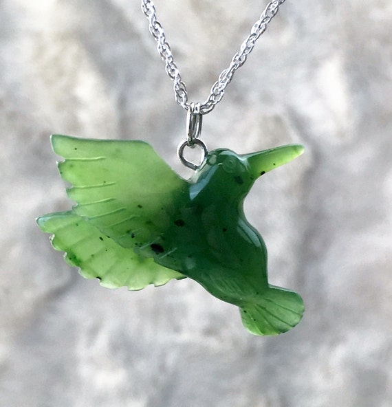 Canadian Nephrite Jade Hummingbird Pendant Jade by JadeMineCanada