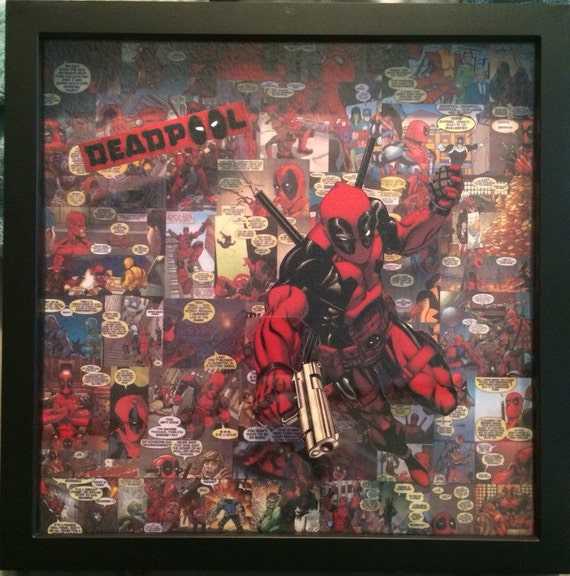 Deadpool Shadowbox Collage 13 x 13 Marvel Series