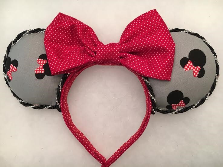 Minnie Mouse ears Gray black and red with by SallysEnchantingEars