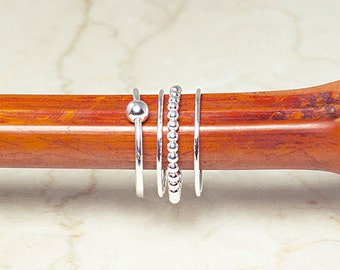 Silver Stack Ring Sterling Band Ring Thin Silver Band Ring