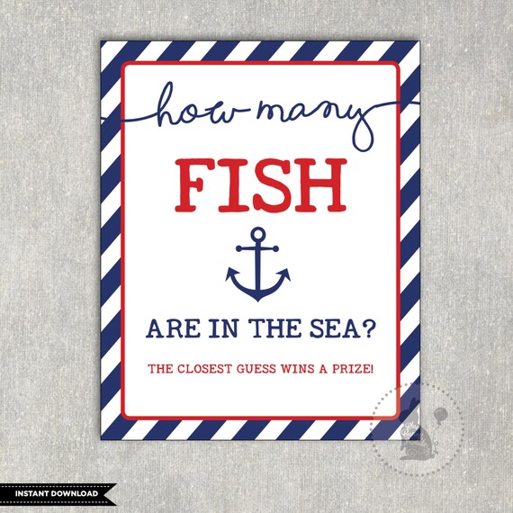 Guess How Many Fish Are in the Sea Printable. Nautical Baby