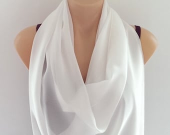 White chiffon scarf | Etsy