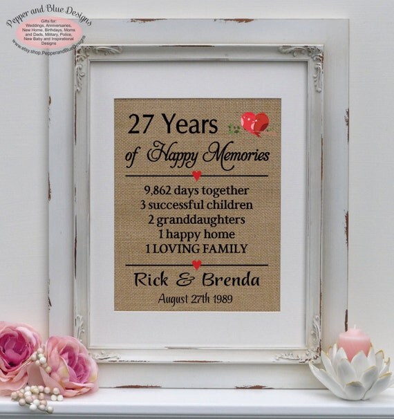 27th Wedding Anniversary 27 Years Married By PepperandBlueDesigns
